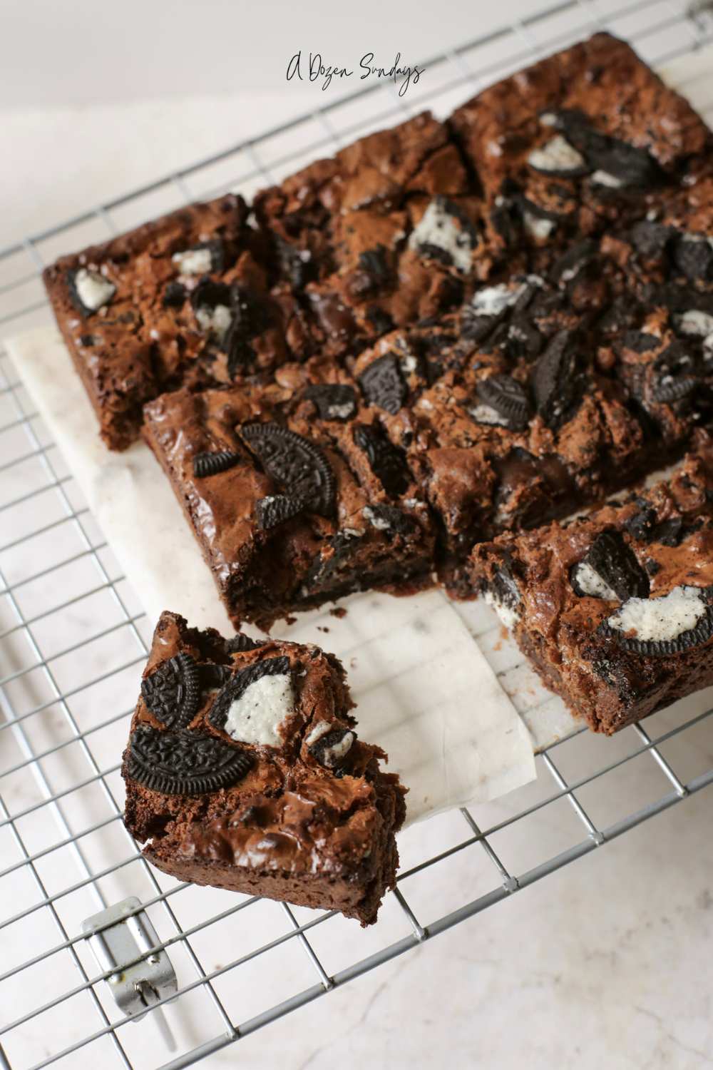 Fudgy Oreo Brownies - A Dozen Sundays
